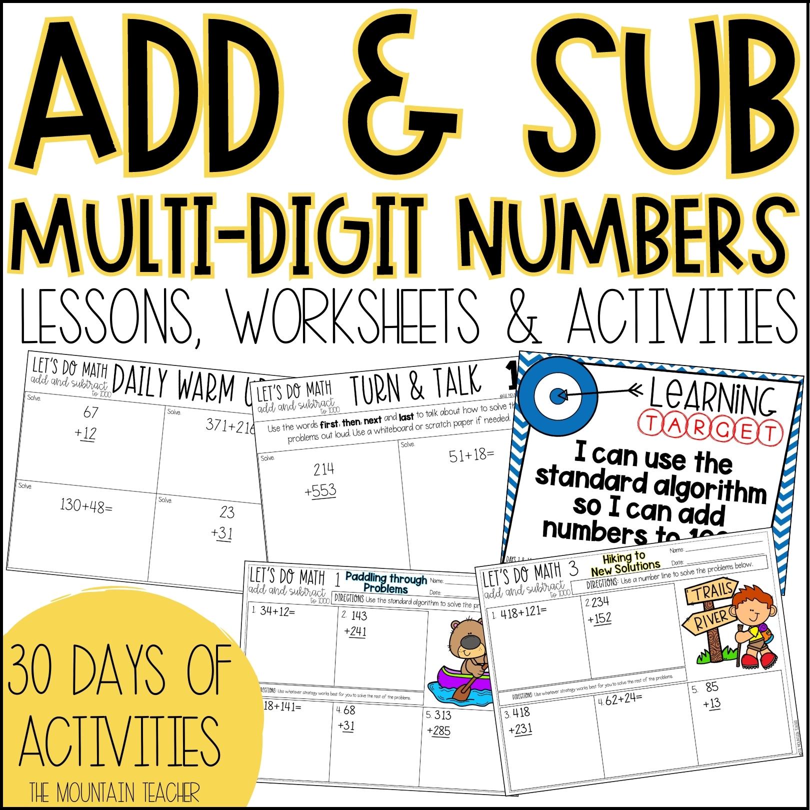 2 And 3 Digit Addition And Subtraction Worksheets For 2nd Grade Math