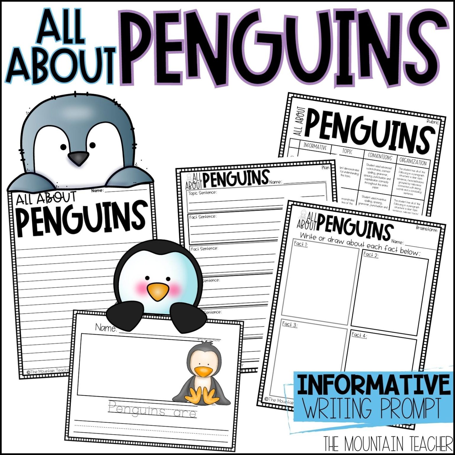 All About Penguins Informative Writing Prompt with Craft for Winter ...