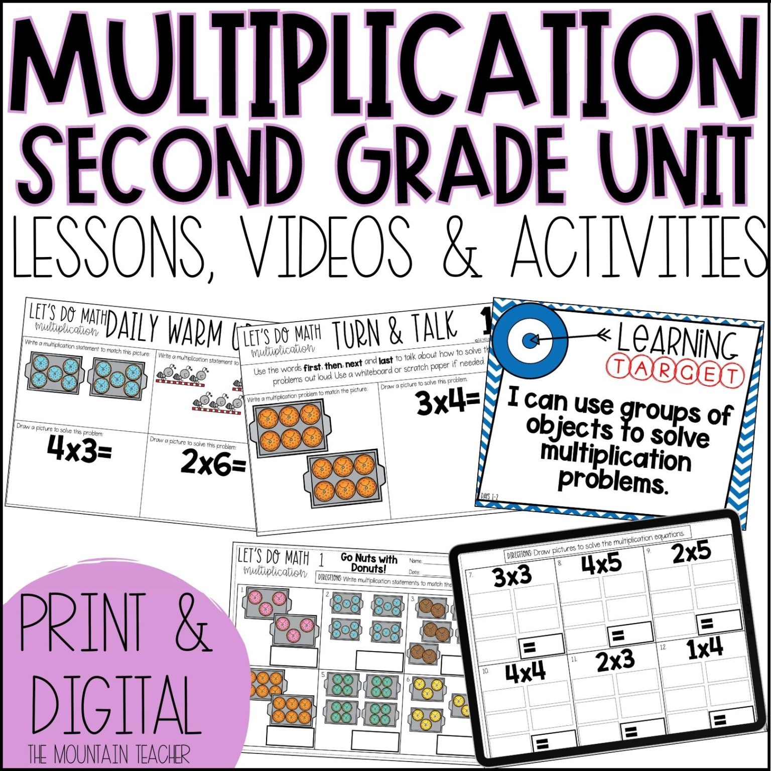 Digital Multiplication Worksheets - Arrays, Repeated Addition, Number ...