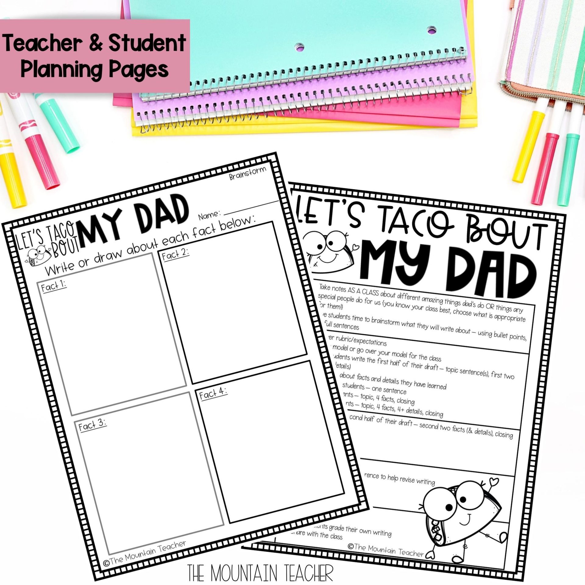 Fathers Day Craft or Card & End of Year Writing Prompt for Summer ...