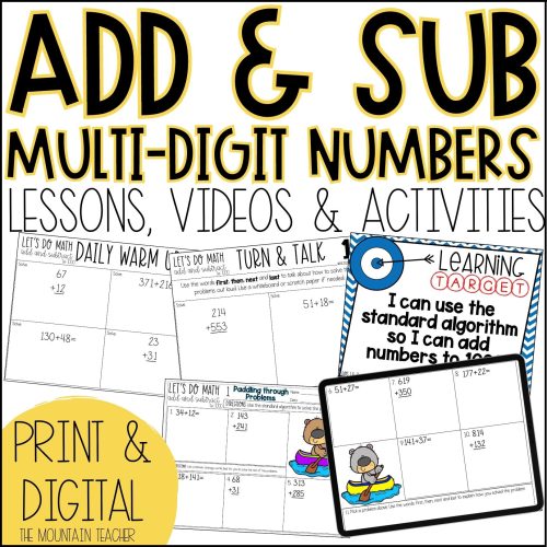 Digital 3 Digit Addition & Subtraction Worksheets for 2nd Grade Math ...