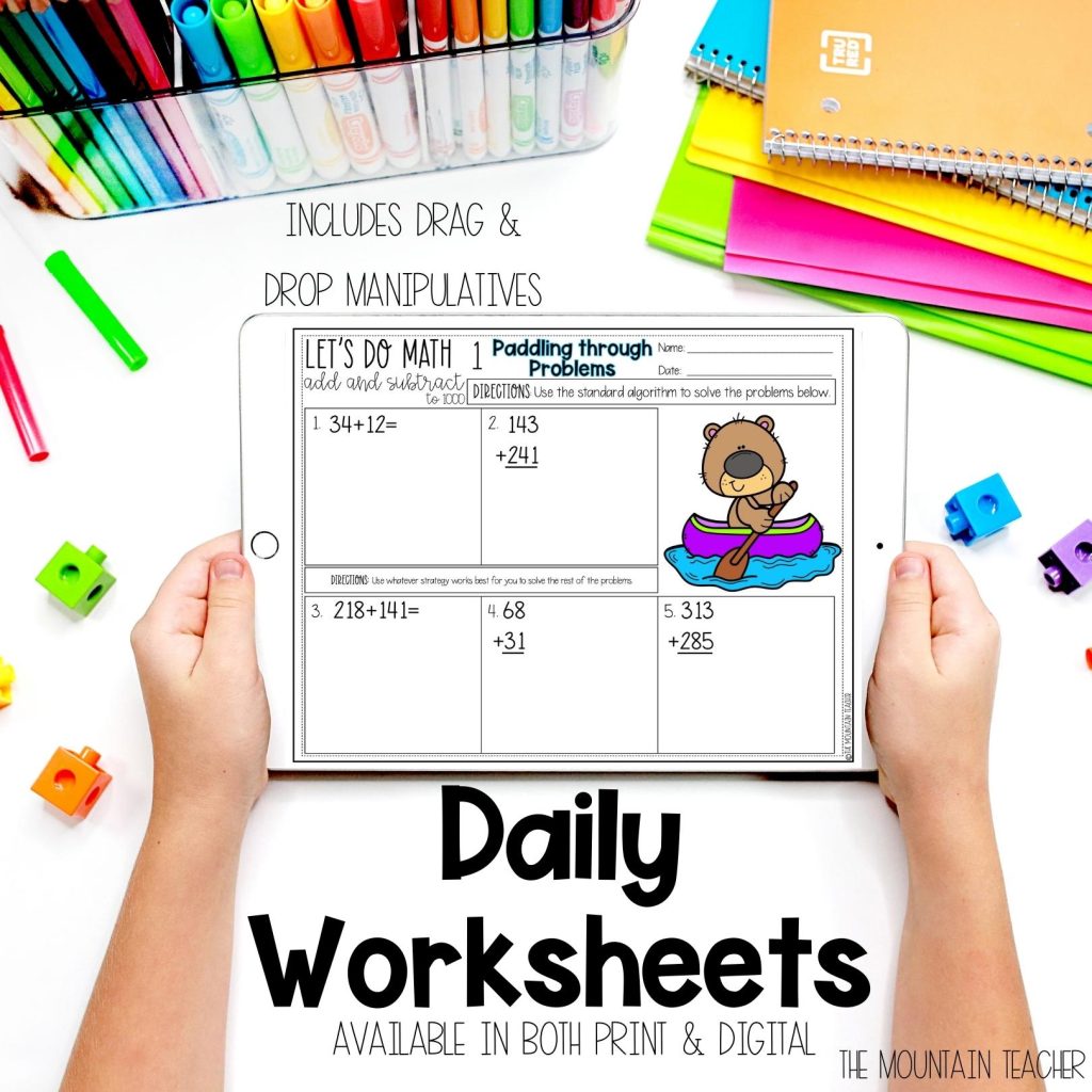 Digital 3 Digit Addition & Subtraction Worksheets for 2nd Grade Math ...