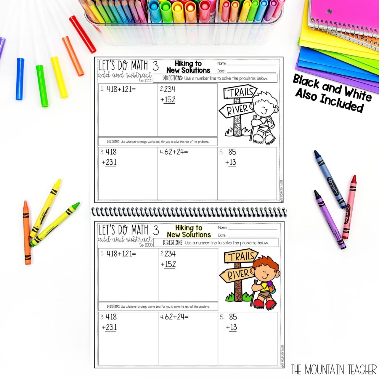 Digital 3 Digit Addition & Subtraction Worksheets for 2nd Grade Math ...
