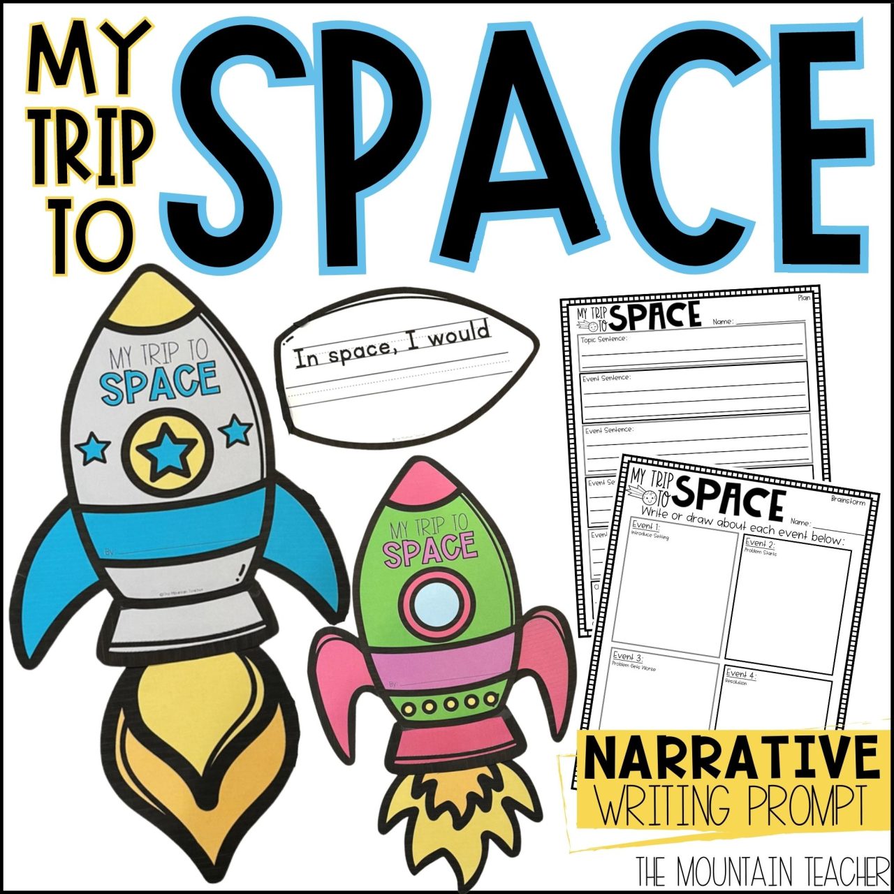 My Trip to Space Fun Writing Activity and End of Year Space Bulletin ...