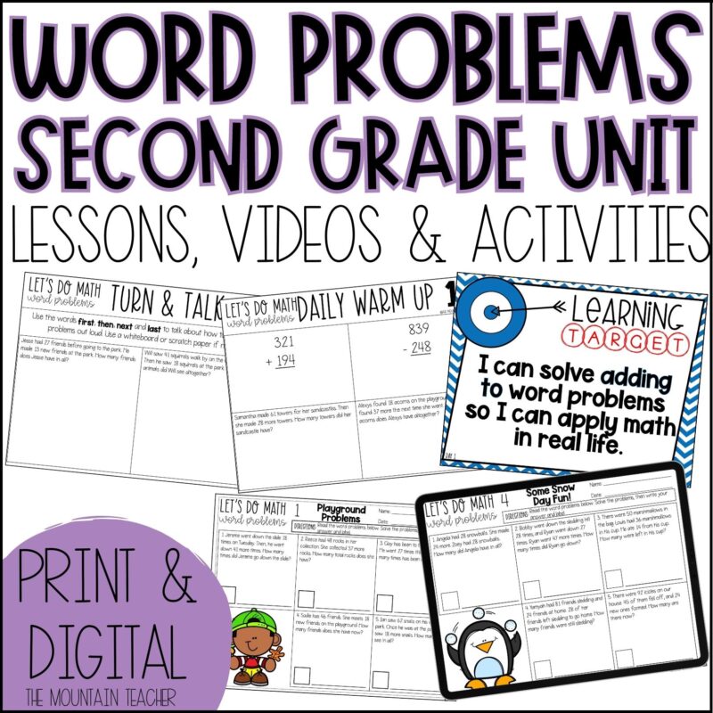 Digital 2 Digit Addition and Subtraction Word Problems Worksheets for ...