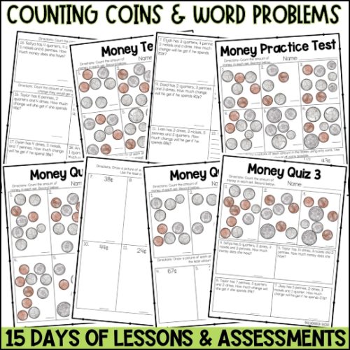 Counting Money and Money Word Problems Worksheets and Assessments - The ...