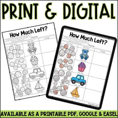 Counting Money and Money Word Problems Worksheets and Assessments - The ...