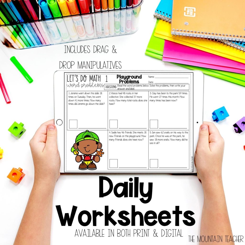 Digital 2 Digit Addition and Subtraction Word Problems Worksheets for ...