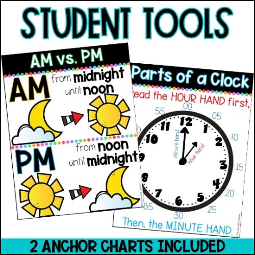 Telling Time and Elapsed Time Worksheets in Print & Google Slides - The ...