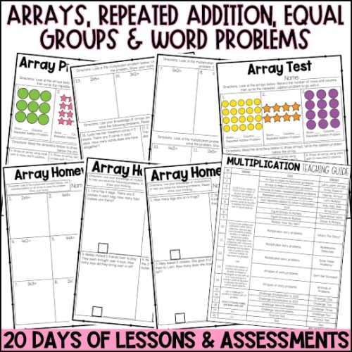 Multiplication Practice Worksheets with Arrays, Repeated Addition ...