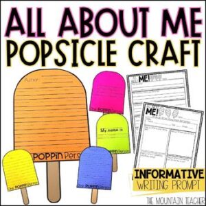 All About Me Writing Prompt with Popsicle Craft Back to School Bulletin ...