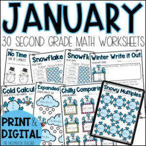 Winter Math Worksheets - 30 No Prep 2nd Grade January Math Activities ...
