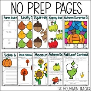 Fall Math Worksheets -30 No Prep 2nd Grade September Activities for ...