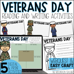 Veterans Day Webquest Reading Comprehension Activities & Writing Craft ...