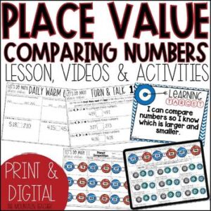 Comparing 3 Digit Numbers Math Worksheets & Place Value Activities ...