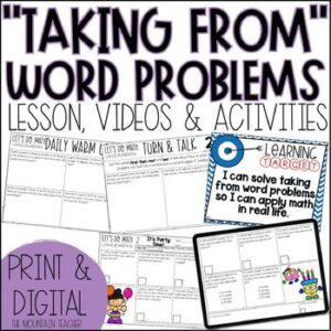 Taking From 2 Digit Subtraction Word Problems Math Worksheets and ...