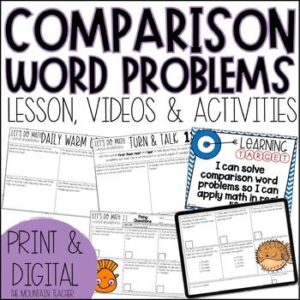 2 Digit Subtraction Comparison Word Problems Math Worksheets and ...