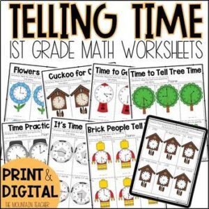 Telling Time to the Hour and Half Hour Worksheets & Activities - 1st ...
