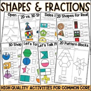 2D and 3D Shapes Worksheets and Fractions Activities - 1st Grade Math ...