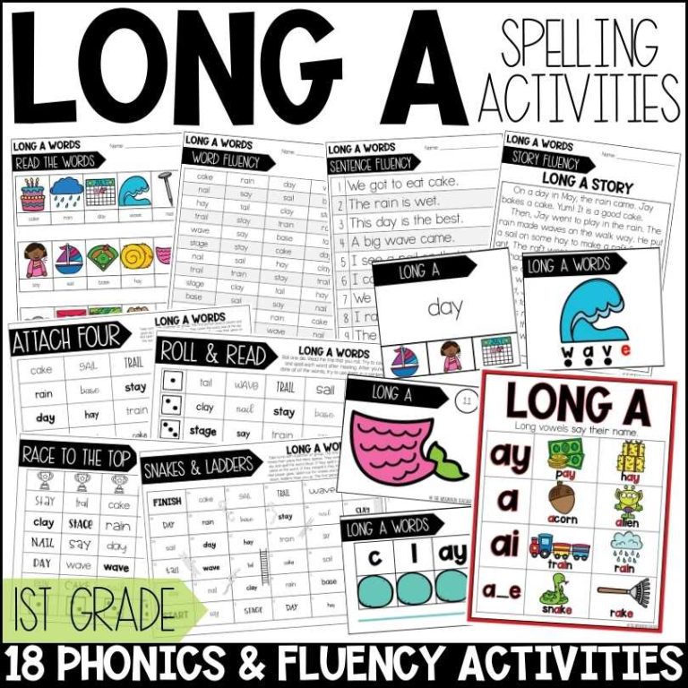 Long A Vowel Teams Worksheets, Activities & Games 1st Grade Phonics or ...