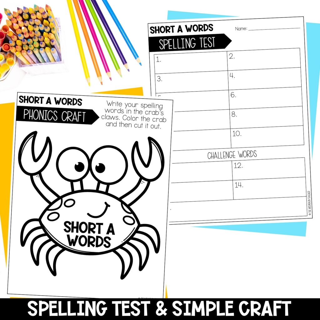 Short A CVC Activities and Worksheets for 1st Grade Phonics or Spelling ...