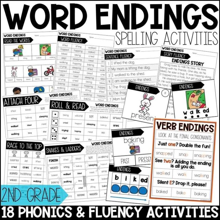 Inflectional Endings Worksheets, Activities & Games 2nd Grade Phonics ...