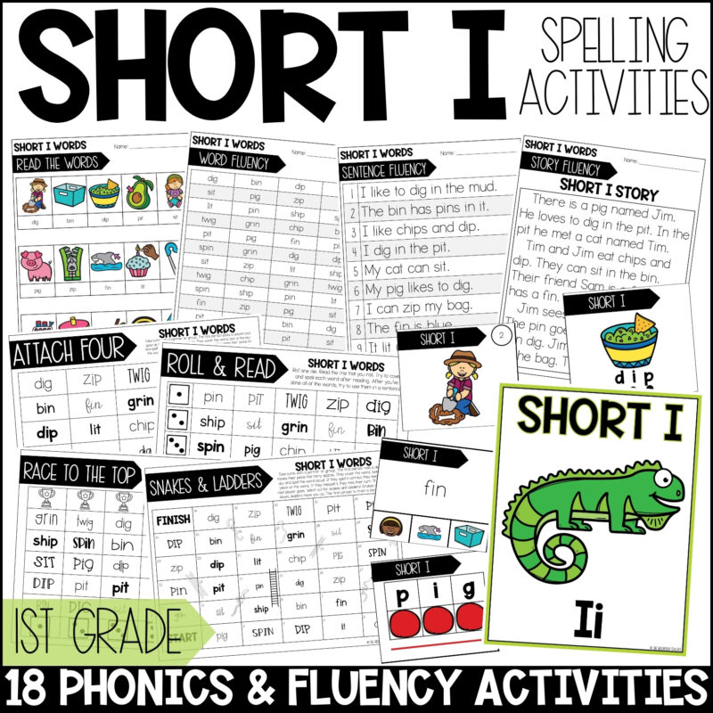 Short I CVC Activities and Worksheets for 1st Grade Phonics or Spelling ...