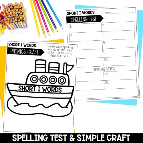 Short I CVC Activities and Worksheets for 1st Grade Phonics or Spelling ...