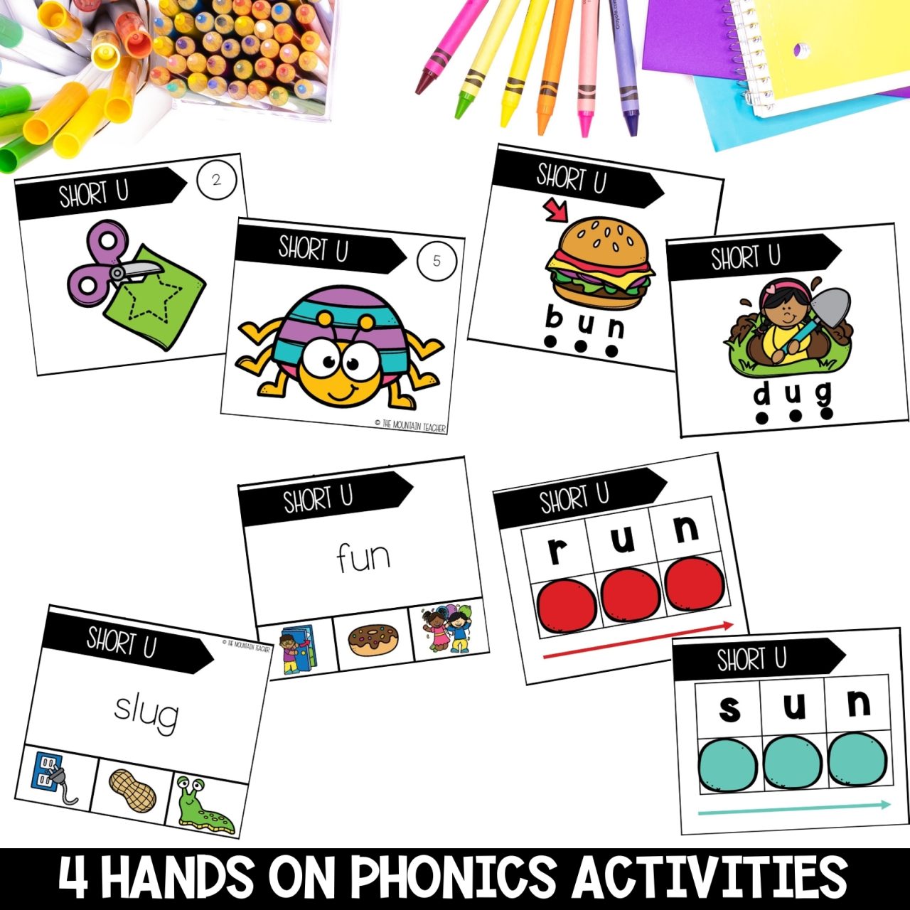 Short U CVC Activities and Worksheets for 1st Grade Phonics or Spelling ...