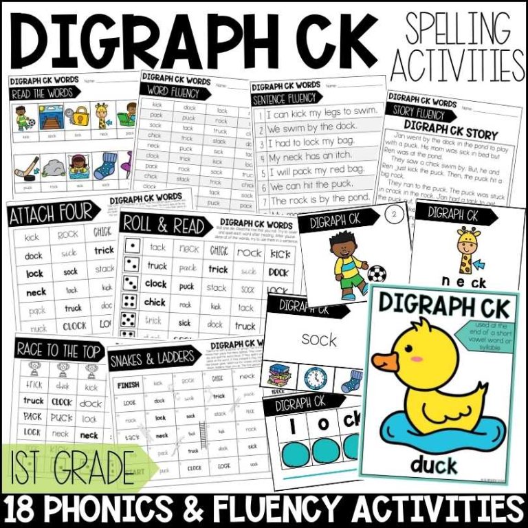Digraph CK Worksheets, Games and Activities 1st Grade Phonics or ...