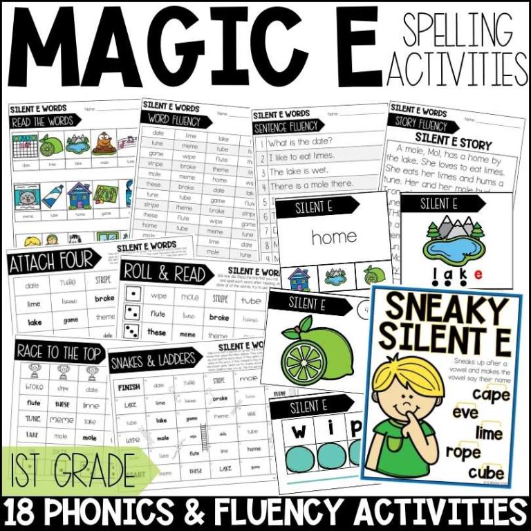 Silent E CVCe Worksheets, Activities and Games for 1st Grade Phonics or ...