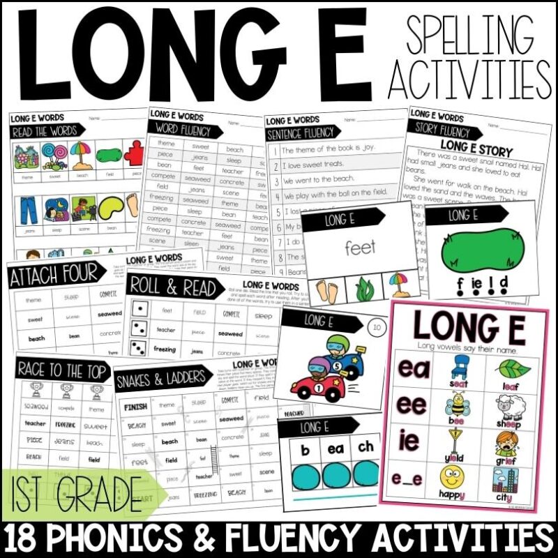 Long E Vowel Teams Worksheets, Activities & Games 1st Grade Phonics or ...