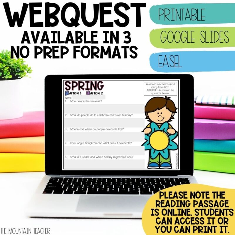 All About Spring Webquest with Reading Comprehension Activities and ...