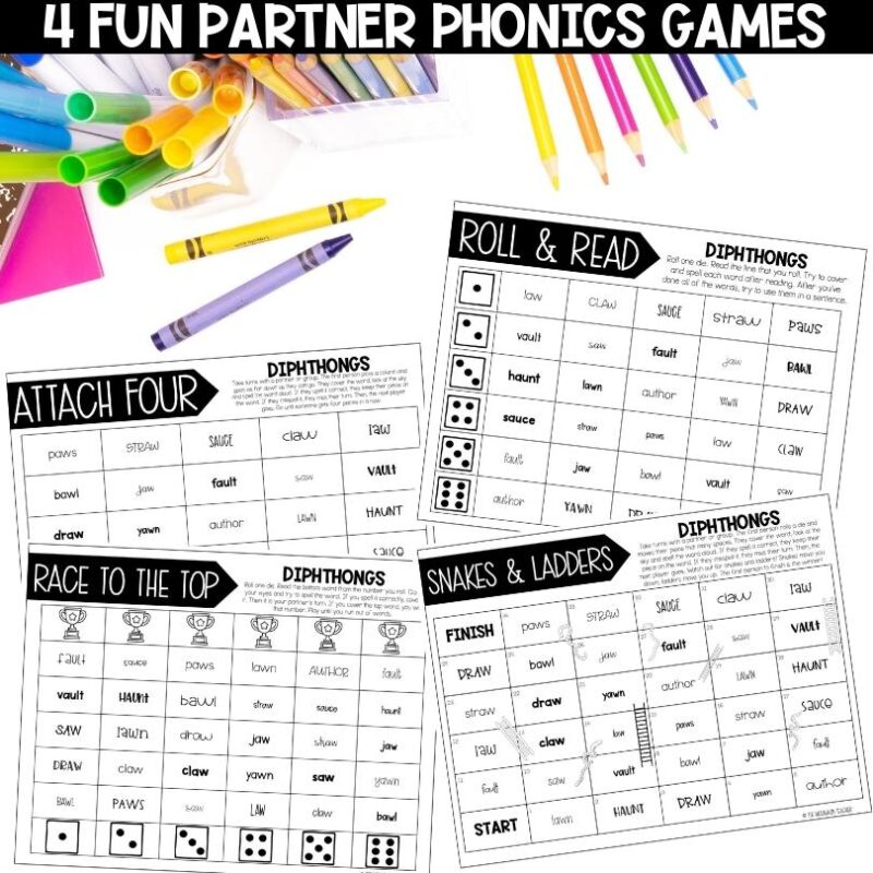 AU AW Diphthongs Word Work Worksheets & Activities 1st Grade Phonics or ...