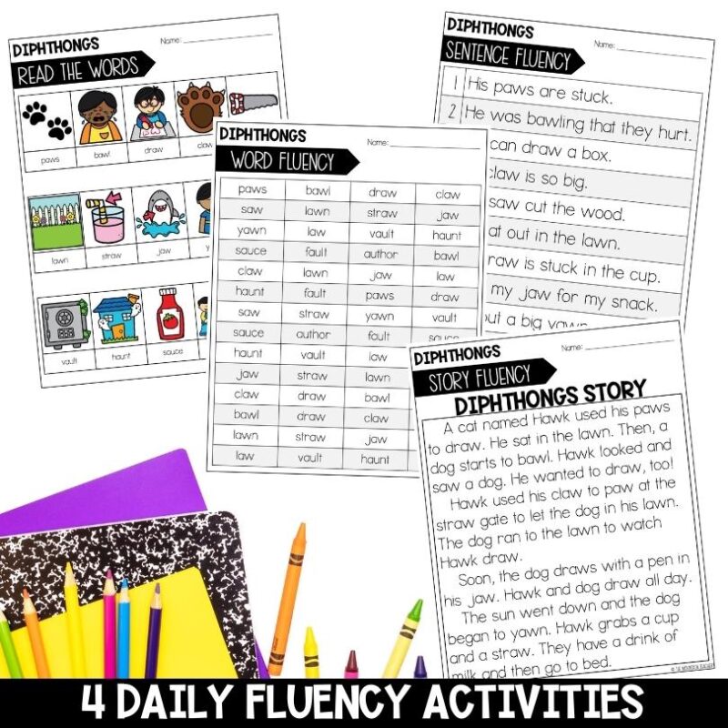 AU AW Diphthongs Word Work Worksheets & Activities 1st Grade Phonics or ...