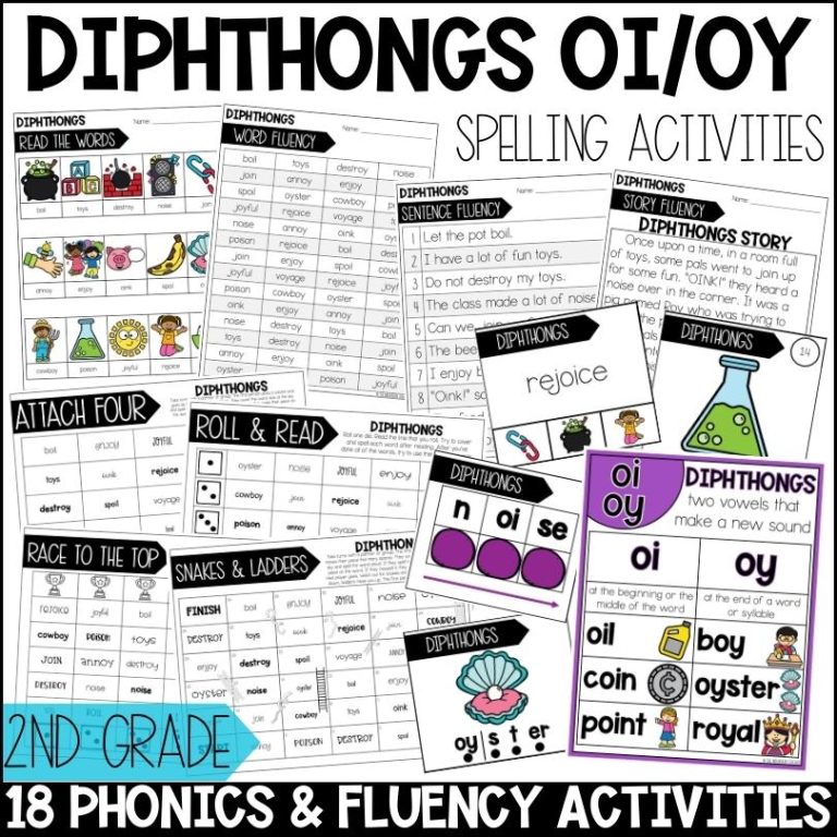 oi and oy Diphthongs Worksheets, Spelling Activities and 2nd Grade ...