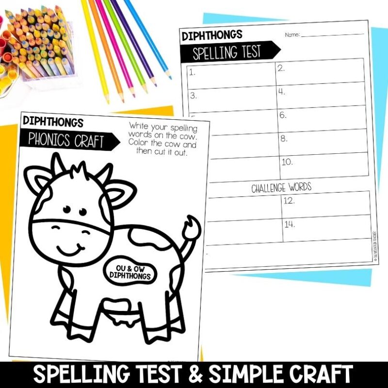 OU OW Diphthongs Word Work Worksheets & Activities 1st Grade Phonics or ...