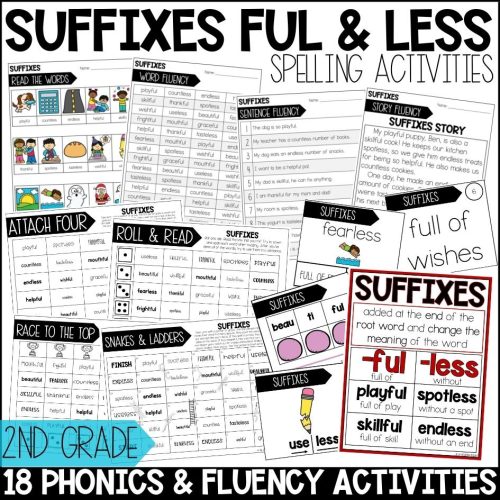 Suffixes FUL and LESS Worksheets, 2nd Grade Spelling Activities ...